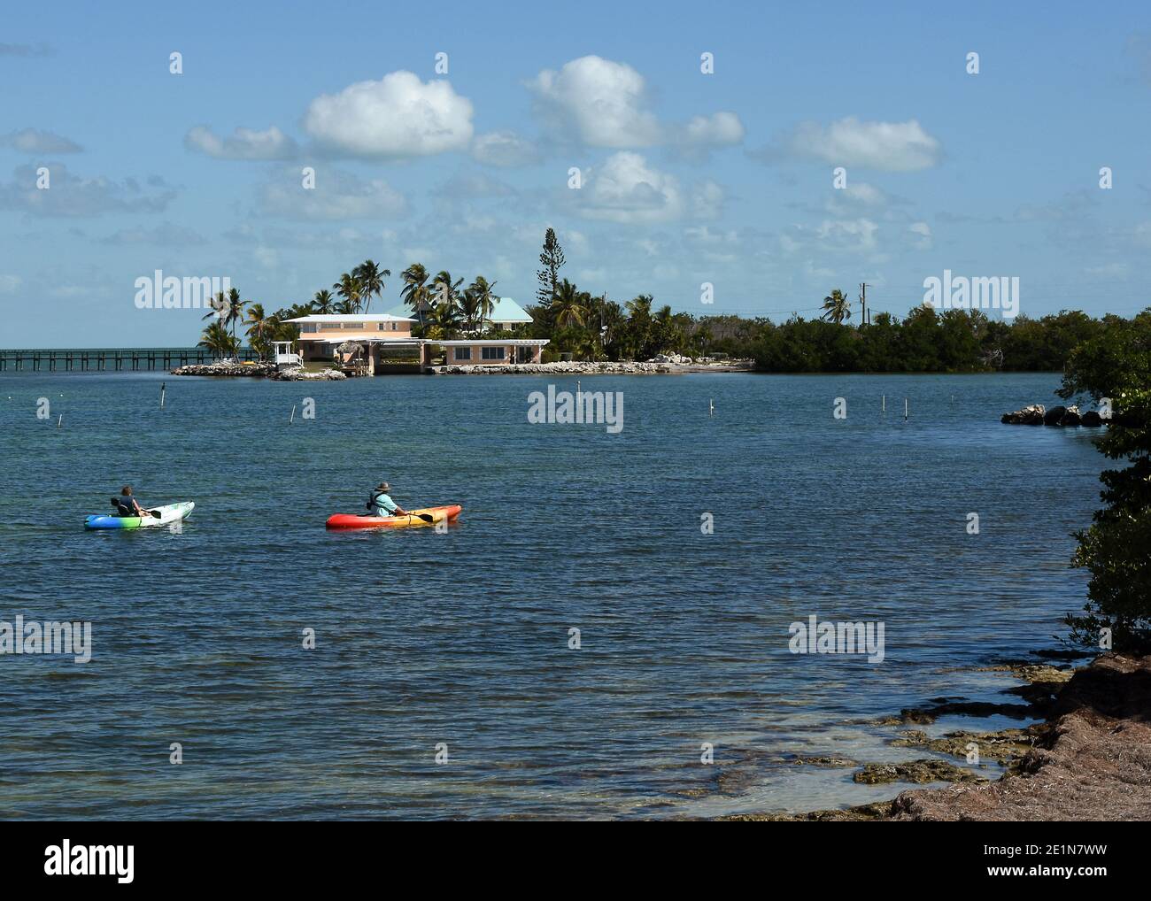 Kayaking in the Bay outside Lime tree Bay Resort Stock Photo - Alamy