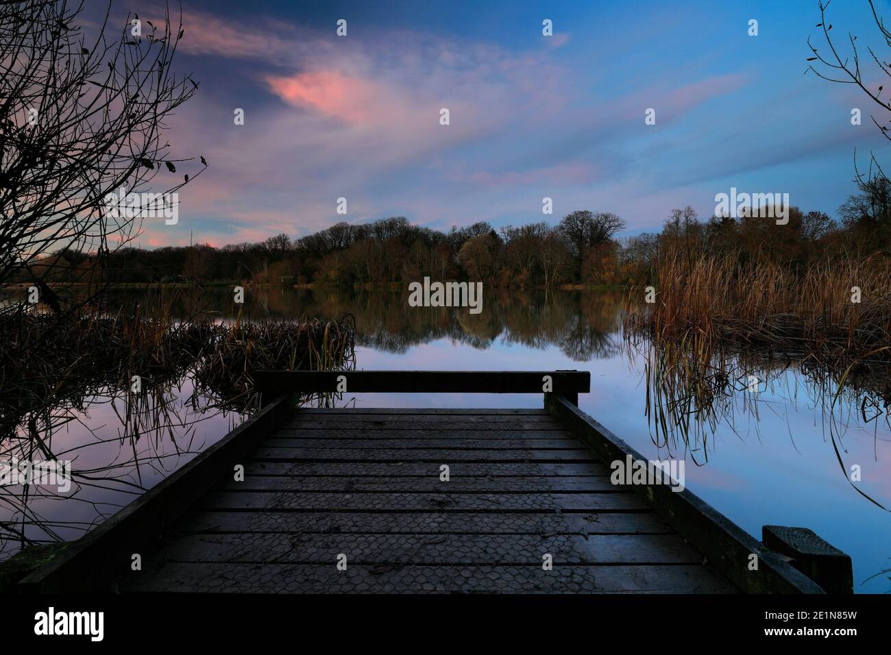 Winter sunset over Hinchingbrooke Country Park, Huntingdon town ...