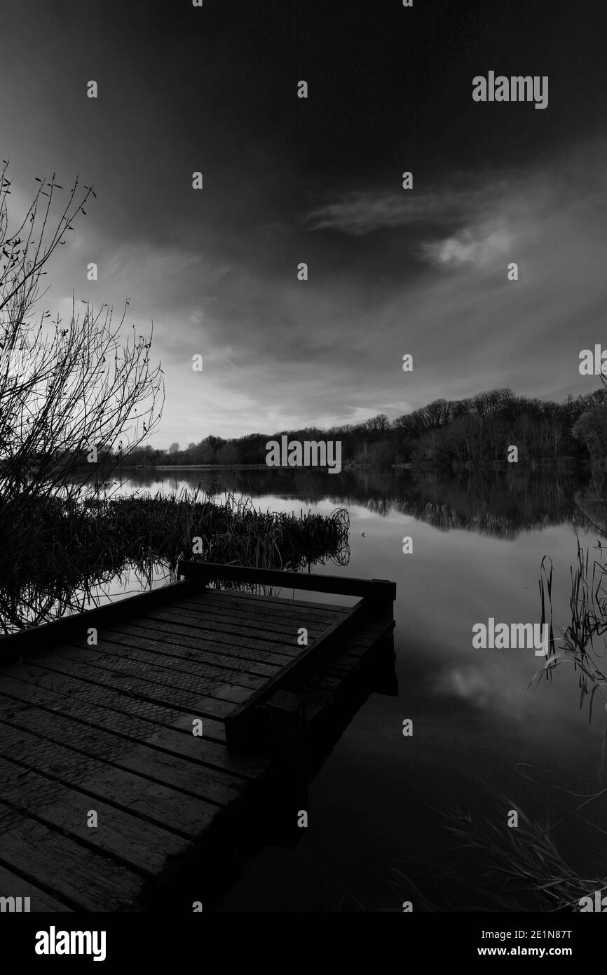Winter sunset over Hinchingbrooke Country Park, Huntingdon town ...