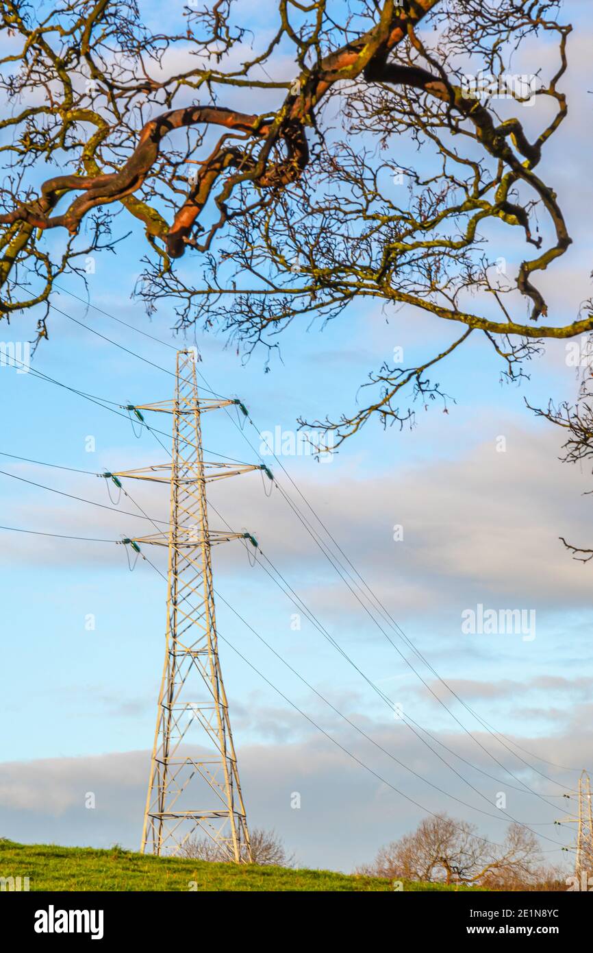 Electricity pylons and overhead lines of the Transmission and ...