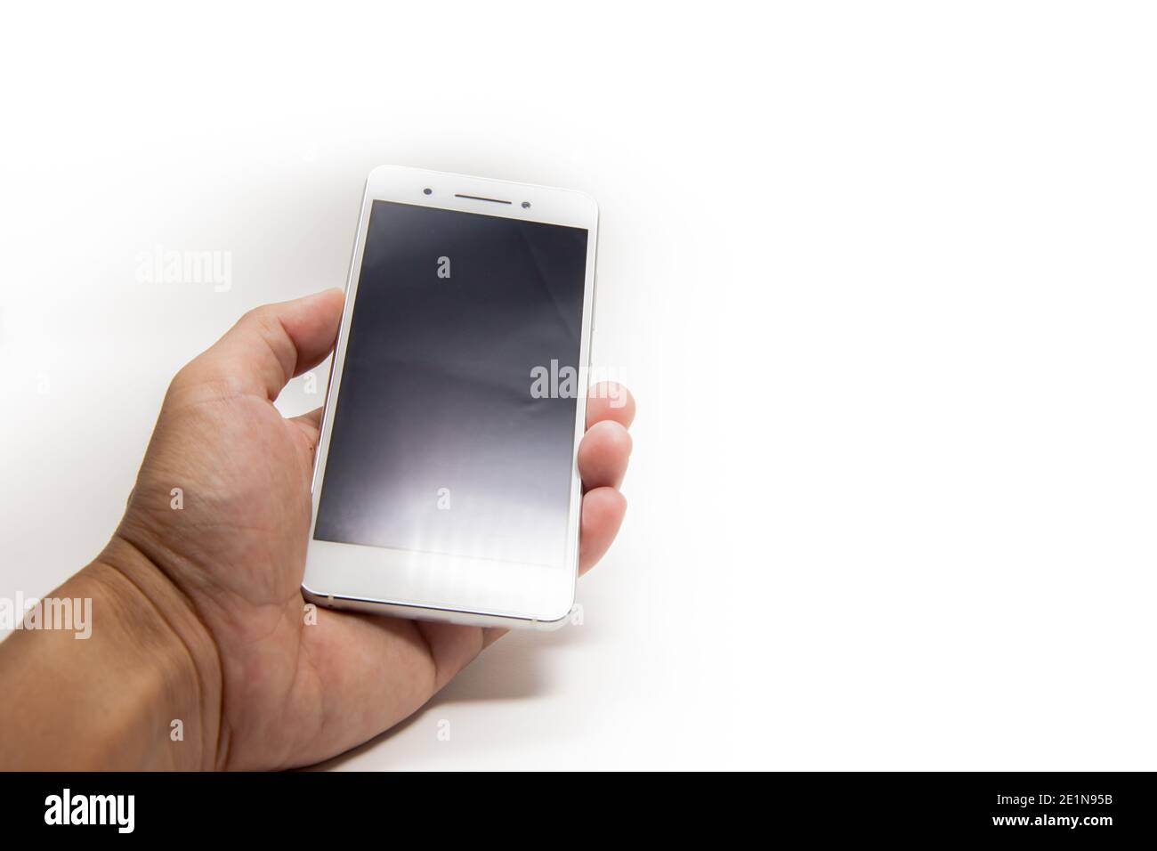 smart mobile phone holding by hand Stock Photo - Alamy