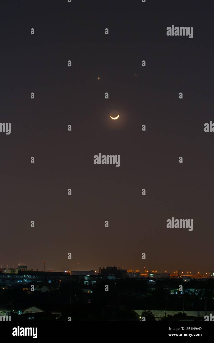 Star smile on clear sky with smile moon Stock Photo - Alamy