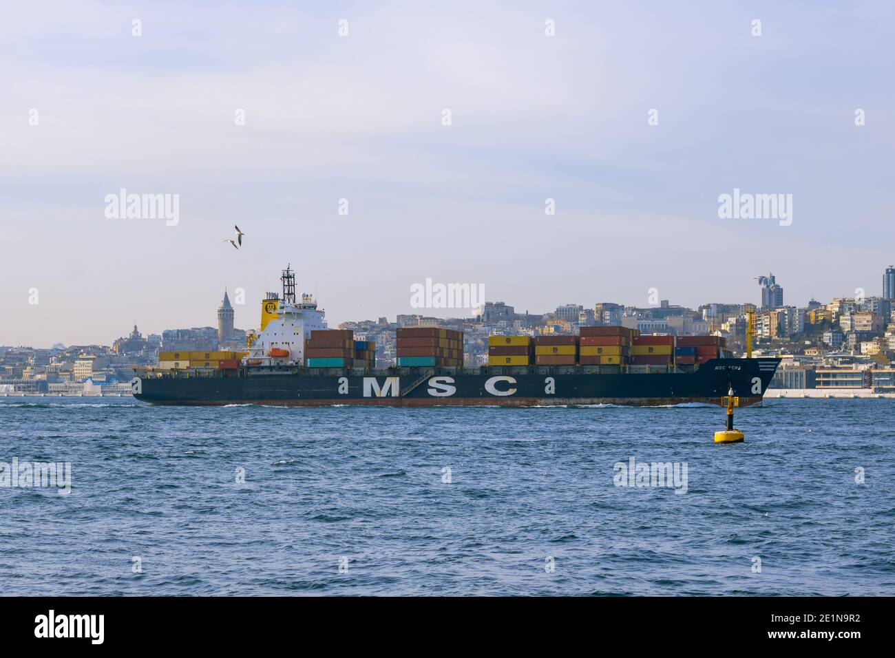 Istanbul Turkey - 12.25.2020: A container ship belongs to MSC in ...