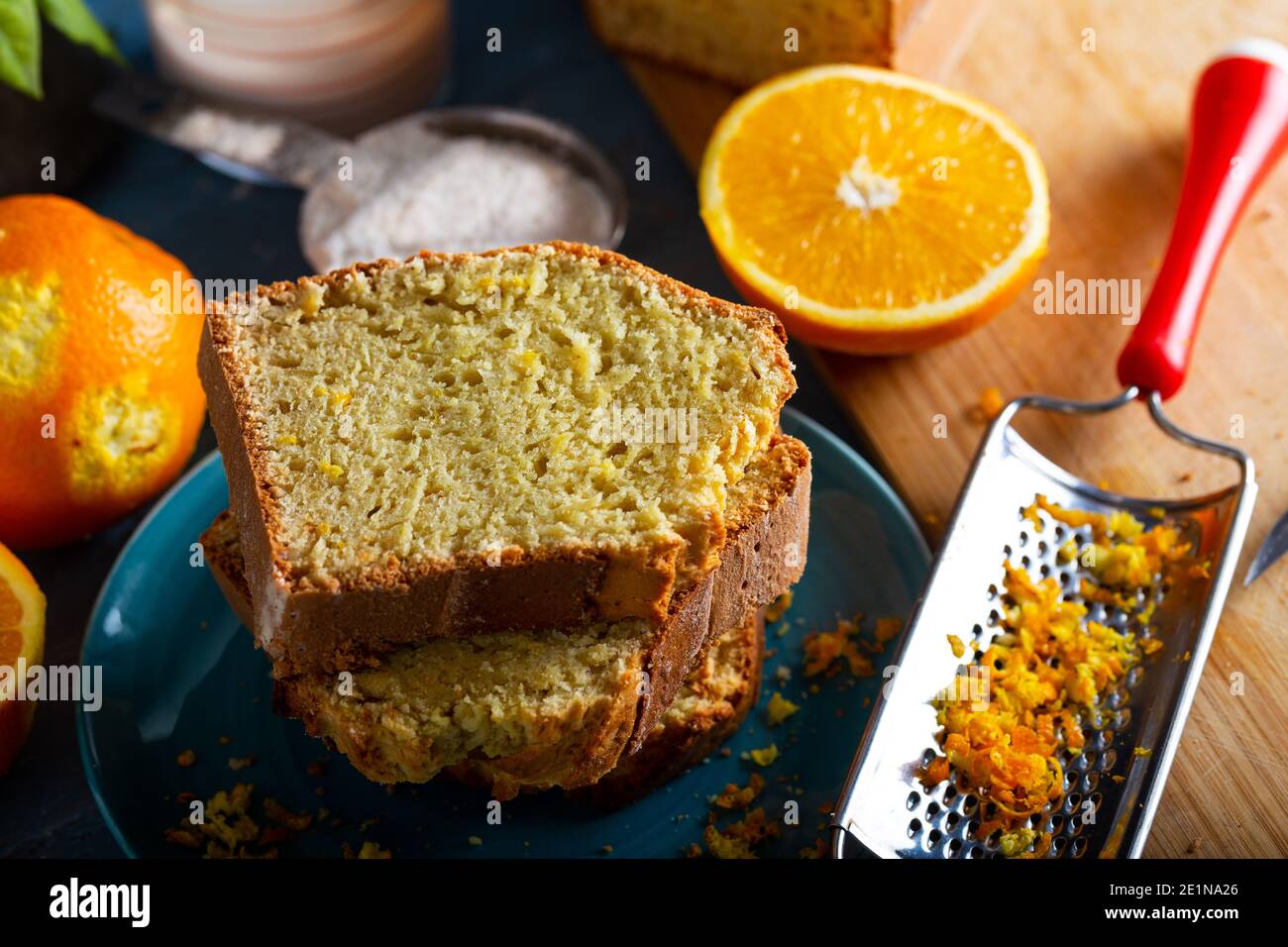Homemade orange cake with fresh orange and milk Stock Photo - Alamy