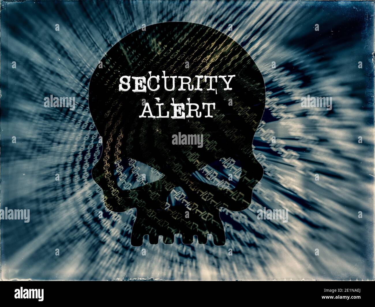 Security Alert, Ransomware Skull on Binary background Stock Photo - Alamy