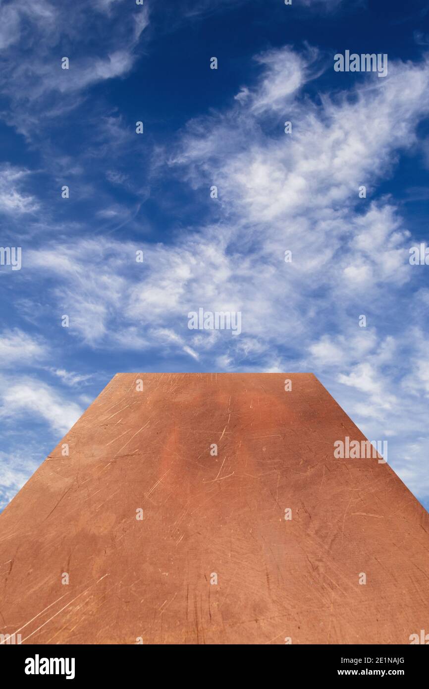Copper metal platform and blue sky with clouds Stock Photo - Alamy