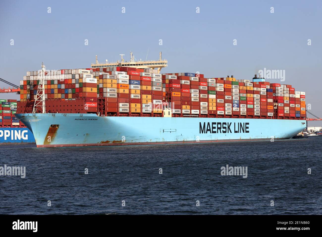 The container ship Monaco Maersk will reach the port of Rotterdam on ...