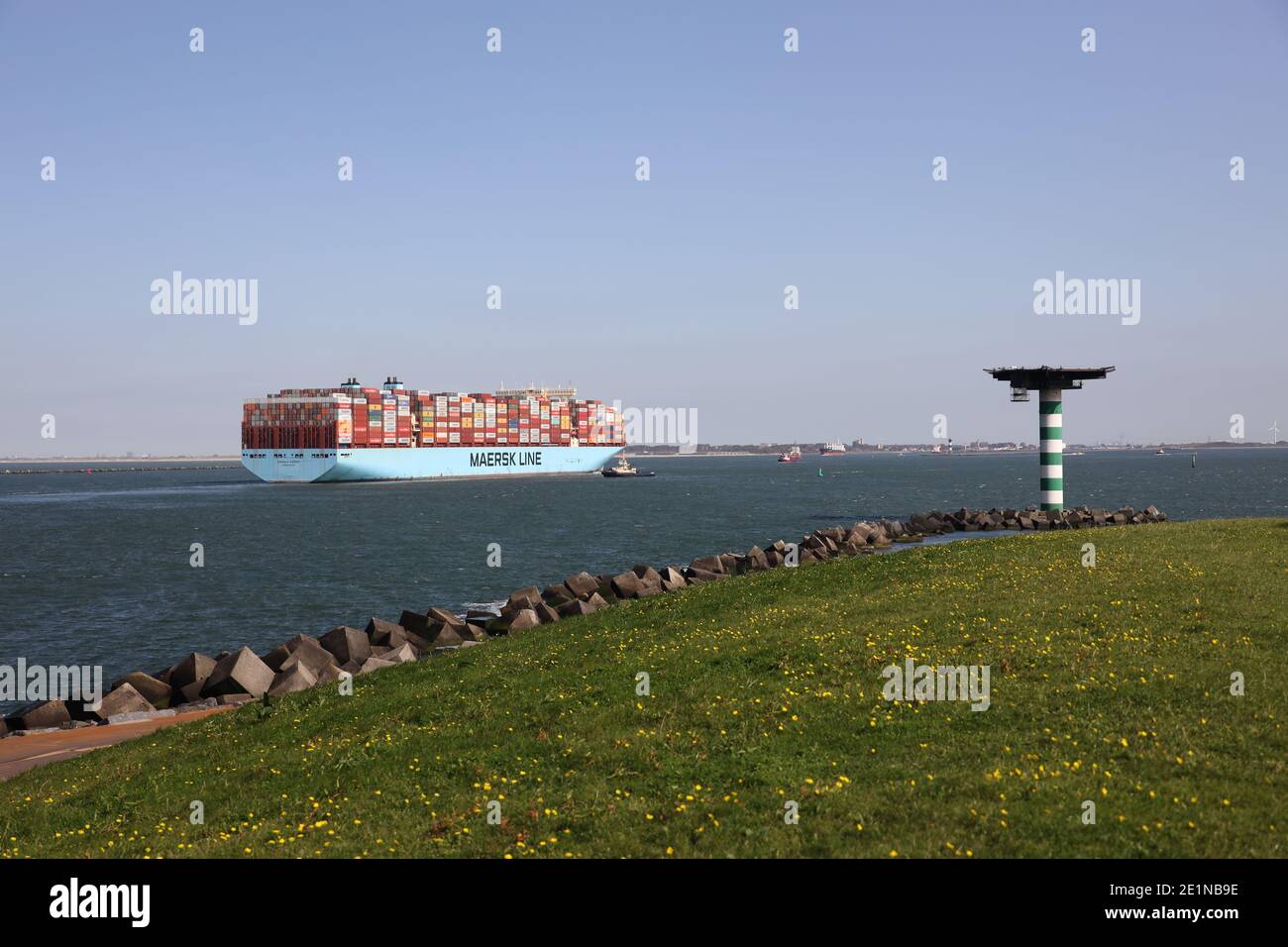 The container ship Monaco Maersk will reach the port of Rotterdam on ...