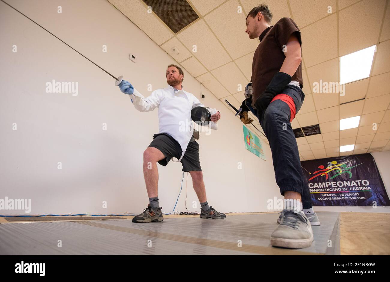 Fencing, sword fighting instruction in South Carolina Stock Photo - Alamy
