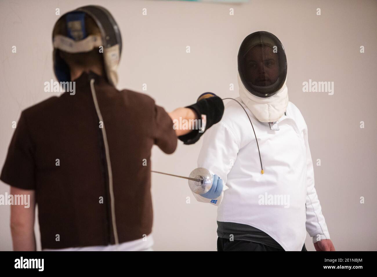 Fencing, sword fighting instruction in South Carolina Stock Photo - Alamy