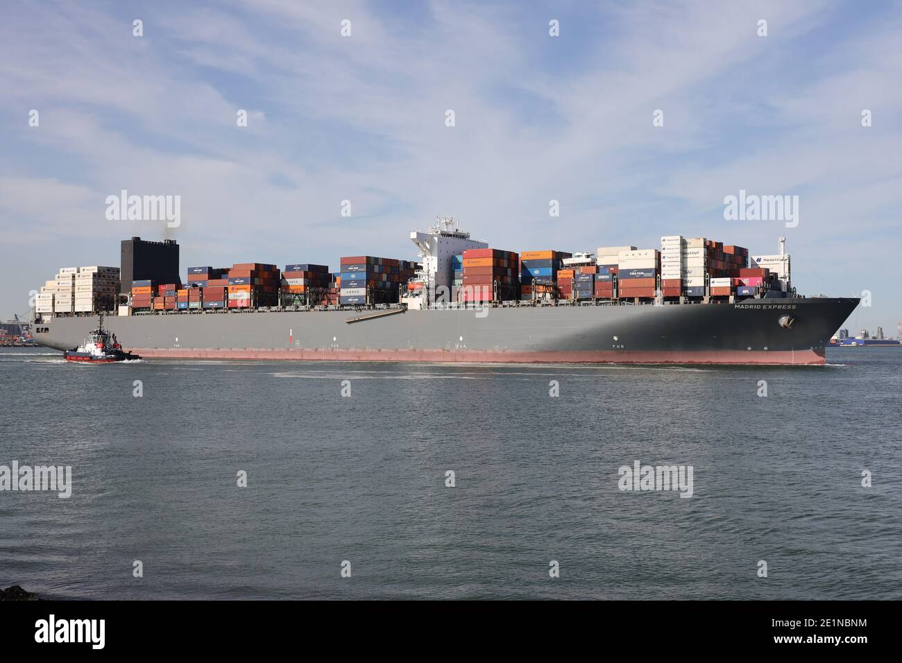 The container ship Madrid Express will leave the port of Rotterdam on ...