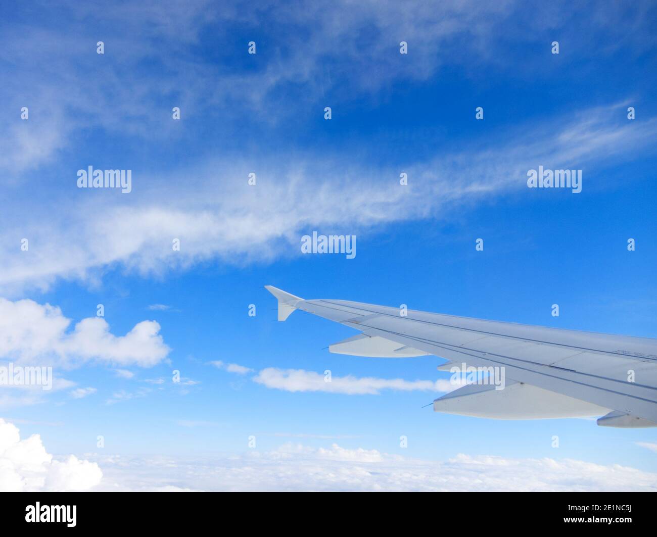 airplane wing over landscape Stock Photo - Alamy