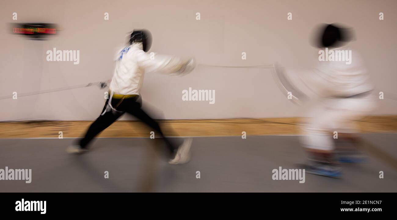 Fencing, sword fighting instruction in South Carolina Stock Photo - Alamy