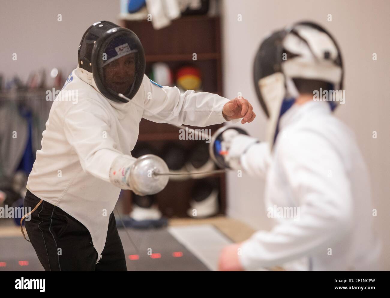 Fencing, sword fighting instruction in South Carolina Stock Photo - Alamy