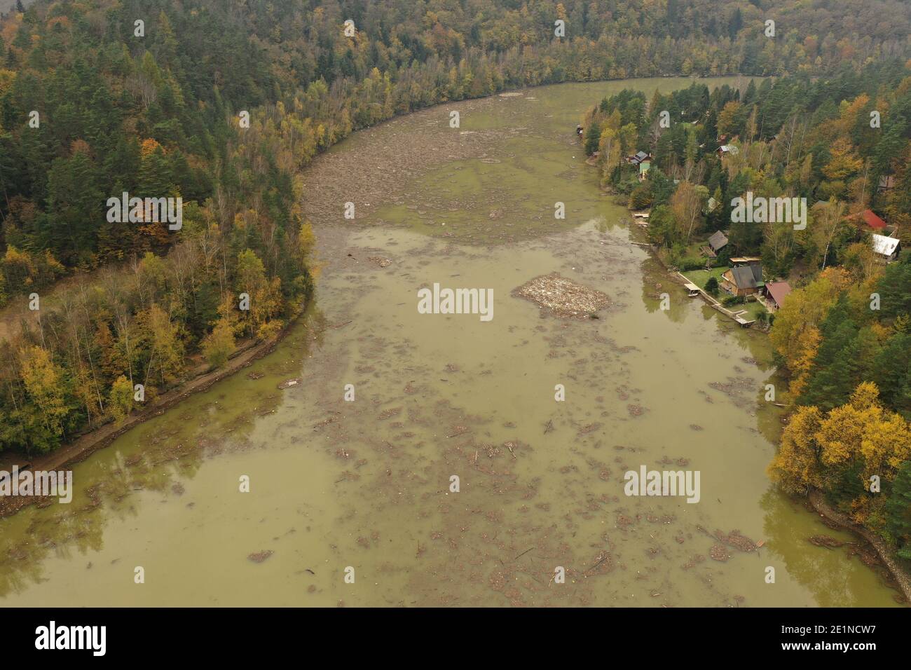 Aerial view of the polluted Ruzin reservoir in Slovakia Stock Photo - Alamy