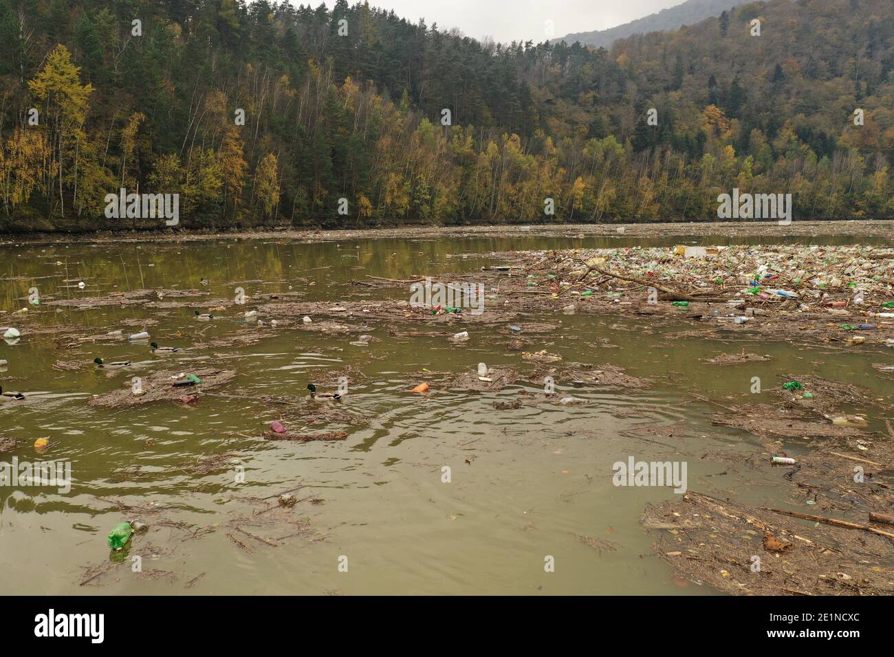 Aerial view of the polluted Ruzin reservoir in Slovakia Stock Photo - Alamy