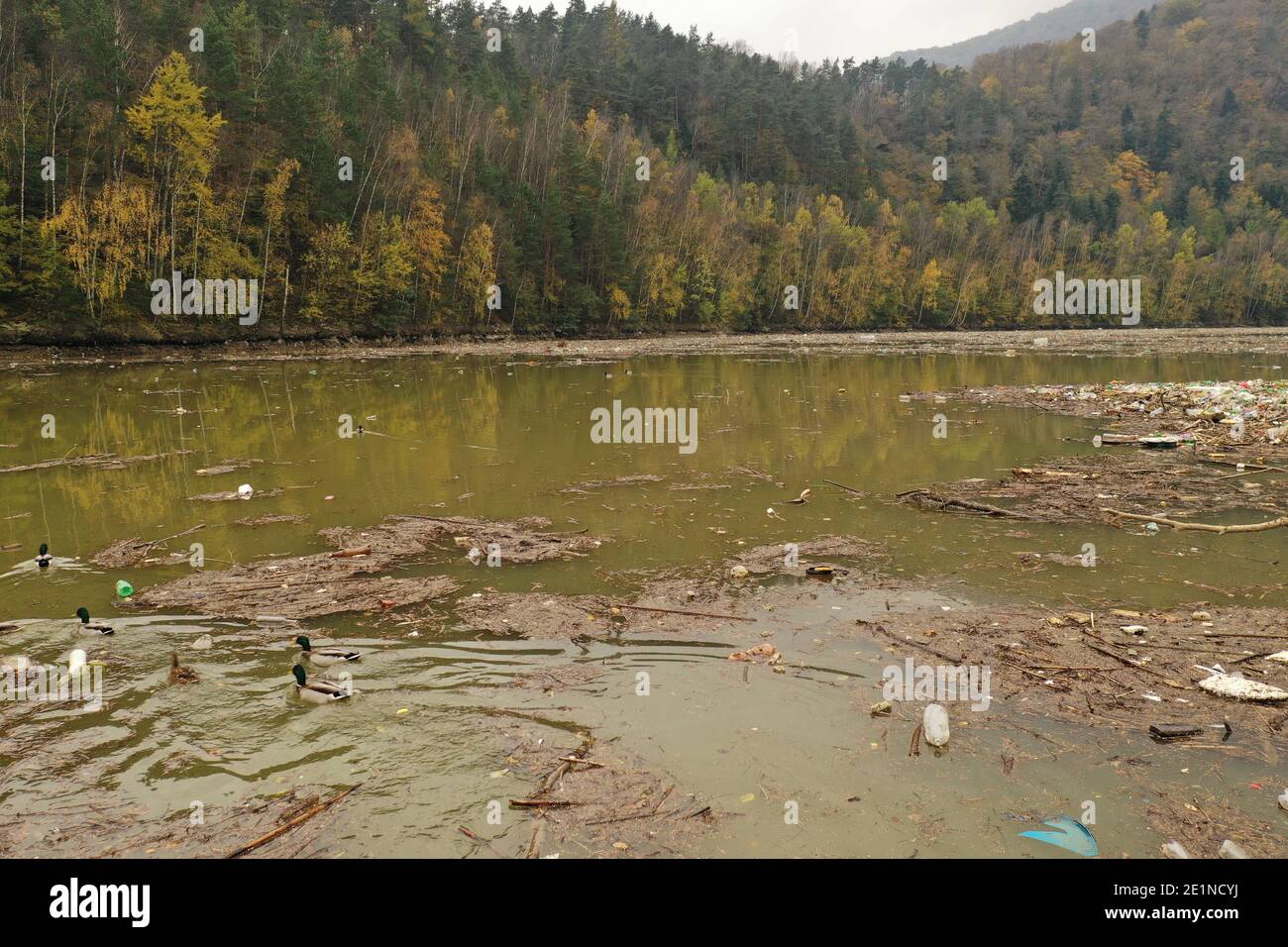 Aerial view of the polluted Ruzin reservoir in Slovakia Stock Photo - Alamy