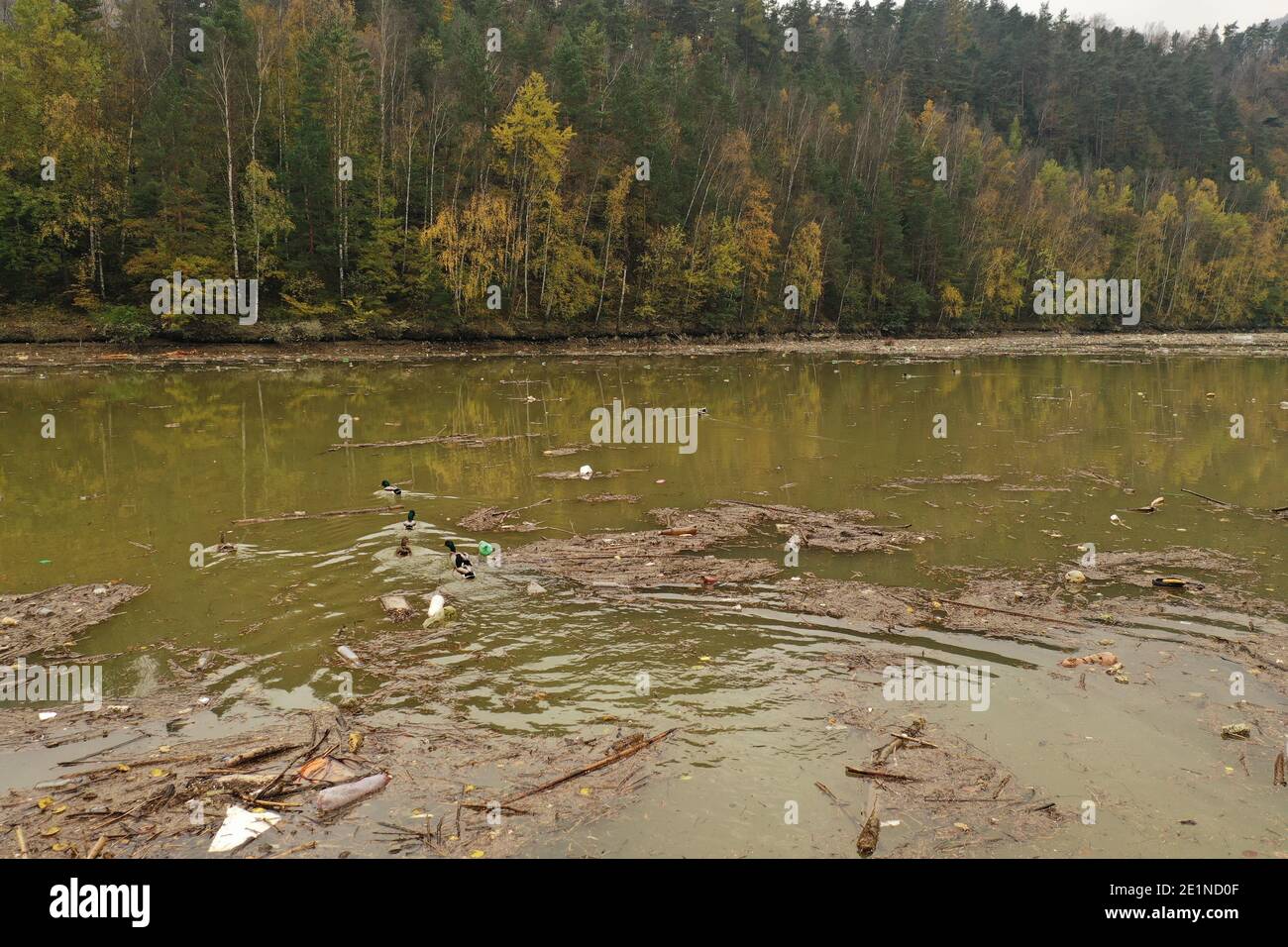 Aerial view of the polluted Ruzin reservoir in Slovakia Stock Photo - Alamy