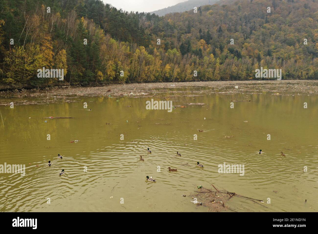 Aerial view of the polluted Ruzin reservoir in Slovakia Stock Photo - Alamy