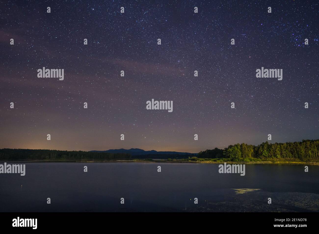 milky way and star reflection on water in dam Stock Photo - Alamy