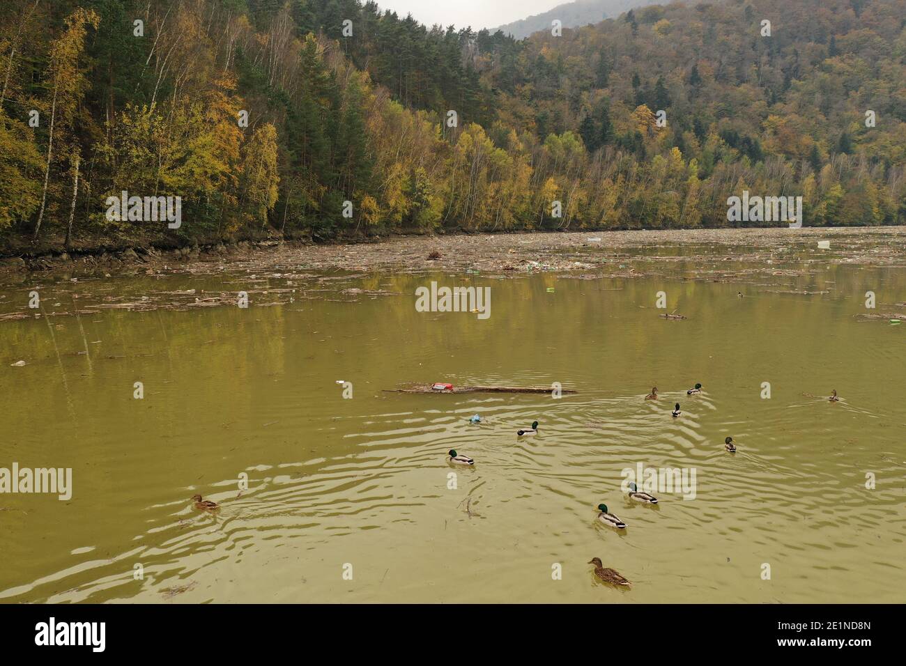 Aerial view of the polluted Ruzin reservoir in Slovakia Stock Photo - Alamy