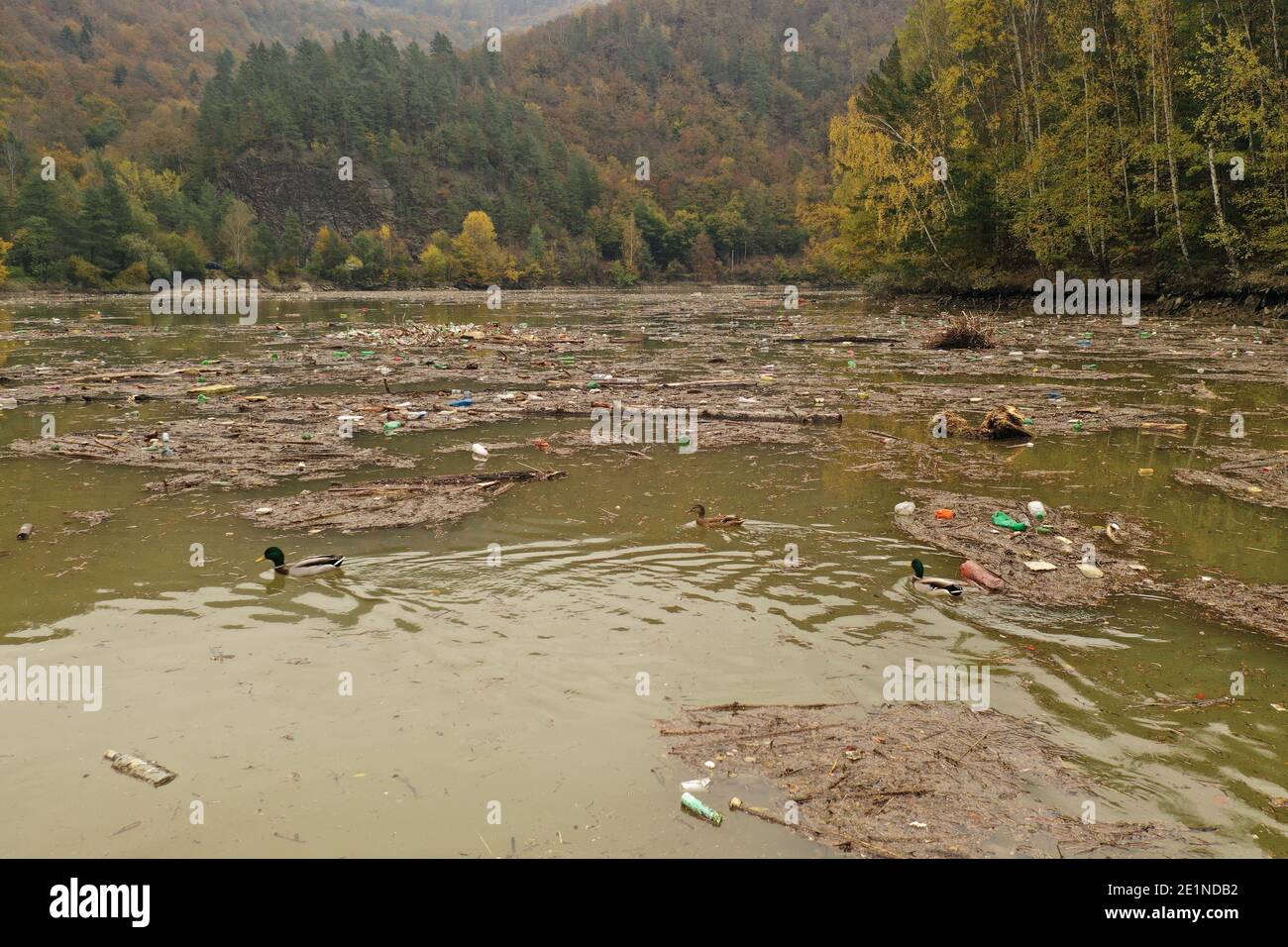 Aerial view of the polluted Ruzin reservoir in Slovakia Stock Photo - Alamy