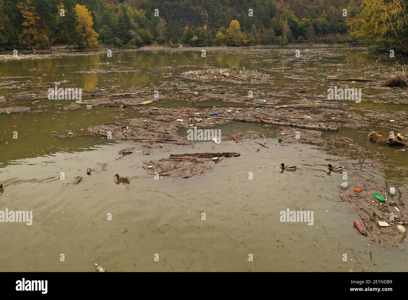 Aerial view of the polluted Ruzin reservoir in Slovakia Stock Photo - Alamy