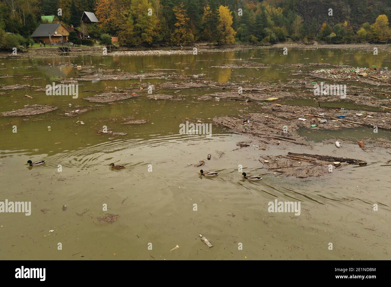 Aerial view of the polluted Ruzin reservoir in Slovakia Stock Photo - Alamy