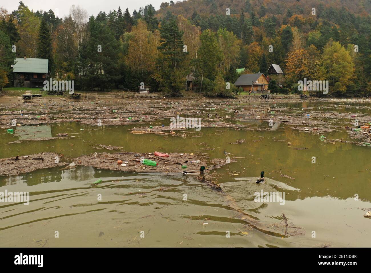Aerial view of the polluted Ruzin reservoir in Slovakia Stock Photo - Alamy