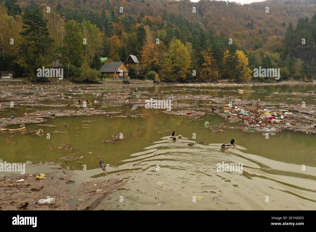 Aerial view of the polluted Ruzin reservoir in Slovakia Stock Photo - Alamy