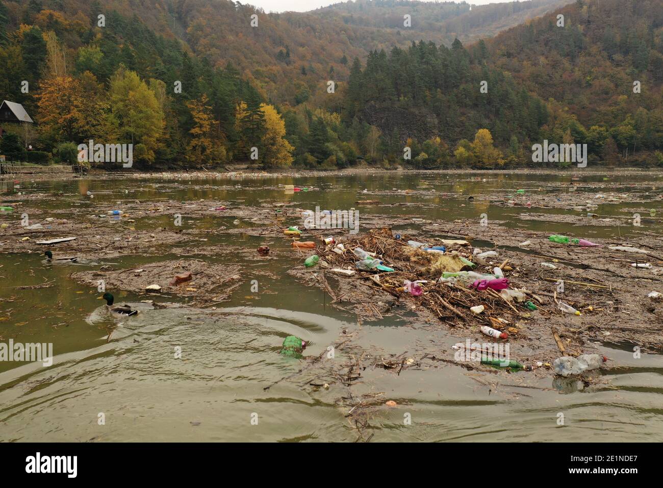 Aerial view of the polluted Ruzin reservoir in Slovakia Stock Photo - Alamy