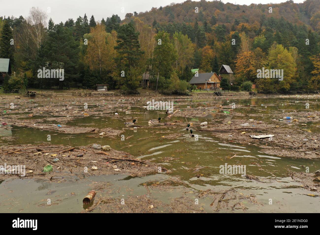 Aerial view of the polluted Ruzin reservoir in Slovakia Stock Photo - Alamy