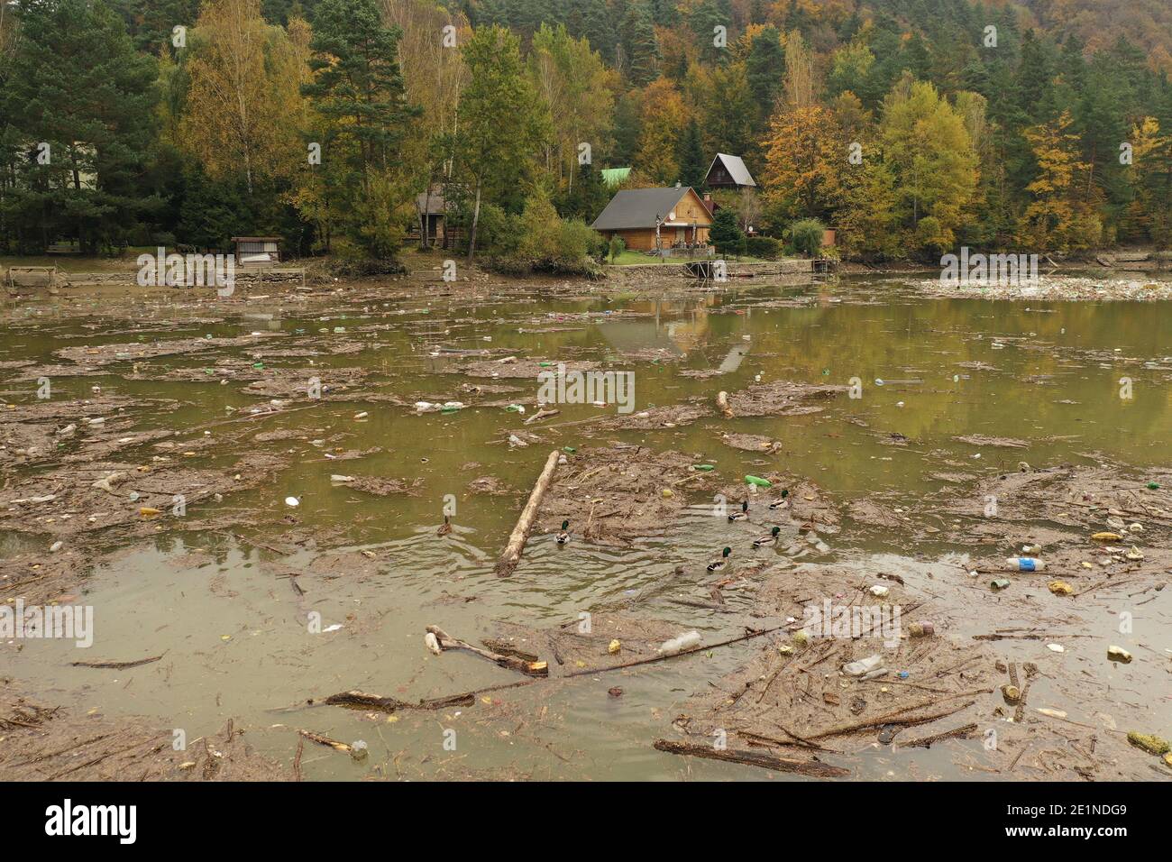 Aerial view of the polluted Ruzin reservoir in Slovakia Stock Photo - Alamy