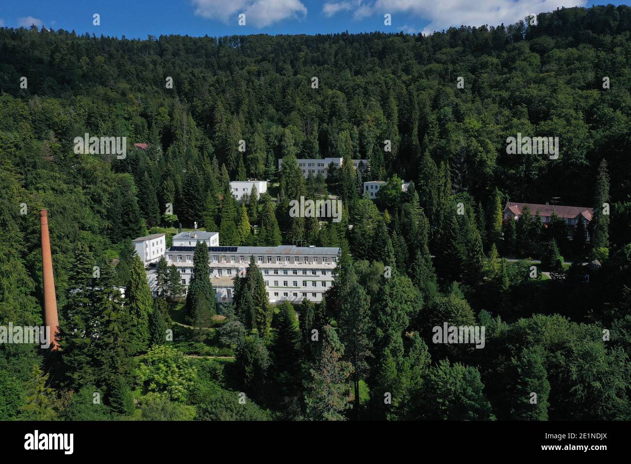 Aerial view of the spa in the village of Stos in Slovakia Stock Photo ...