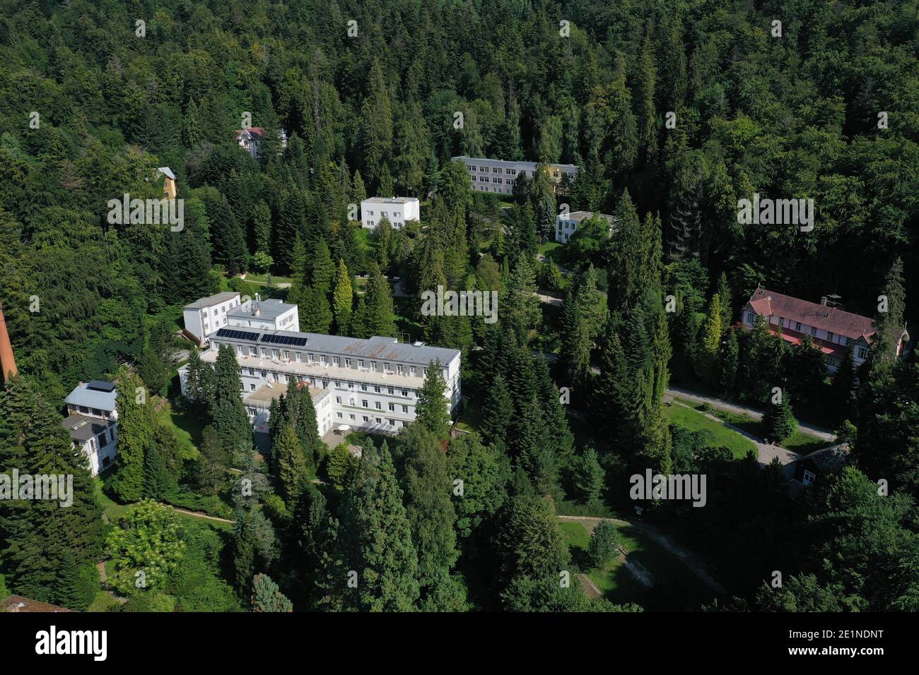 Aerial view of the spa in the village of Stos in Slovakia Stock Photo ...