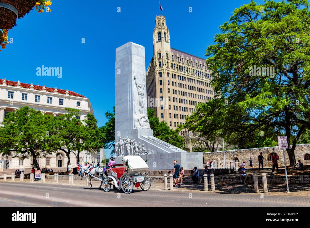 San Antonio, Texas, USA - March 29, 2018: The Alamo Cenotaph, also ...