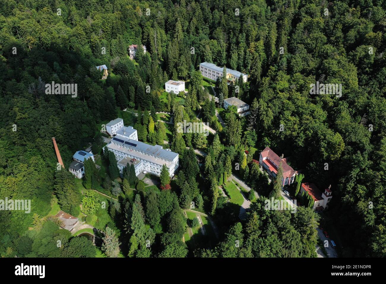 Aerial view of the spa in the village of Stos in Slovakia Stock Photo ...