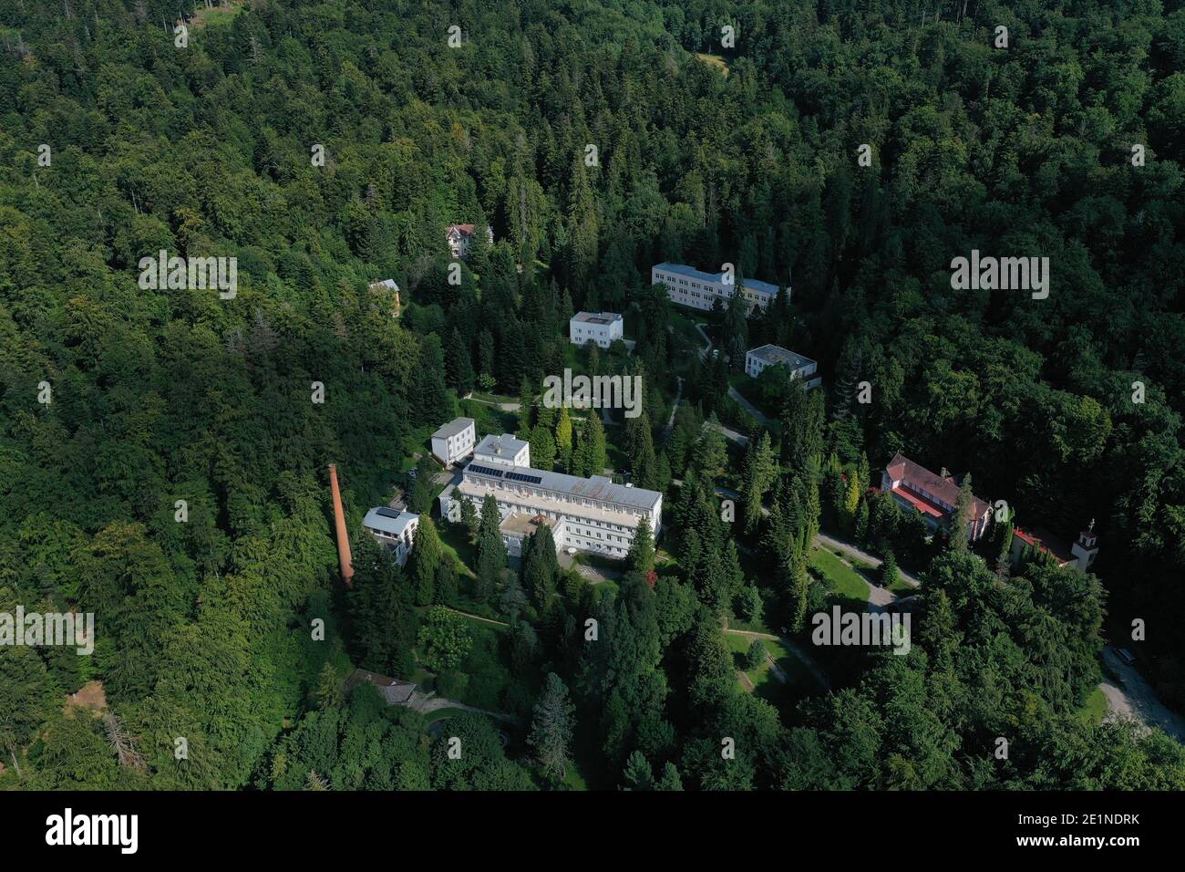 Aerial view of the spa in the village of Stos in Slovakia Stock Photo ...