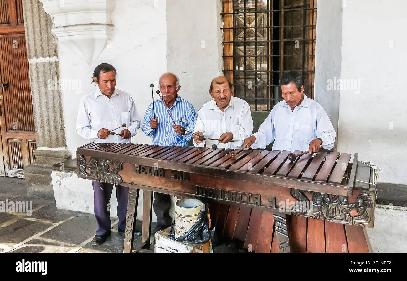 Traditional musicians, Antigua City, Guatemala, Central America Stock ...