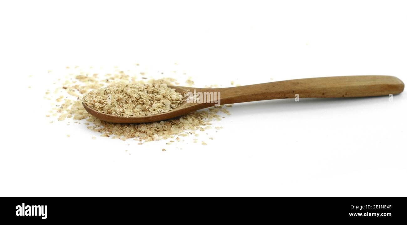 Wheat germ, the highly nutritious heart of the wheat kernel in a wooden ...