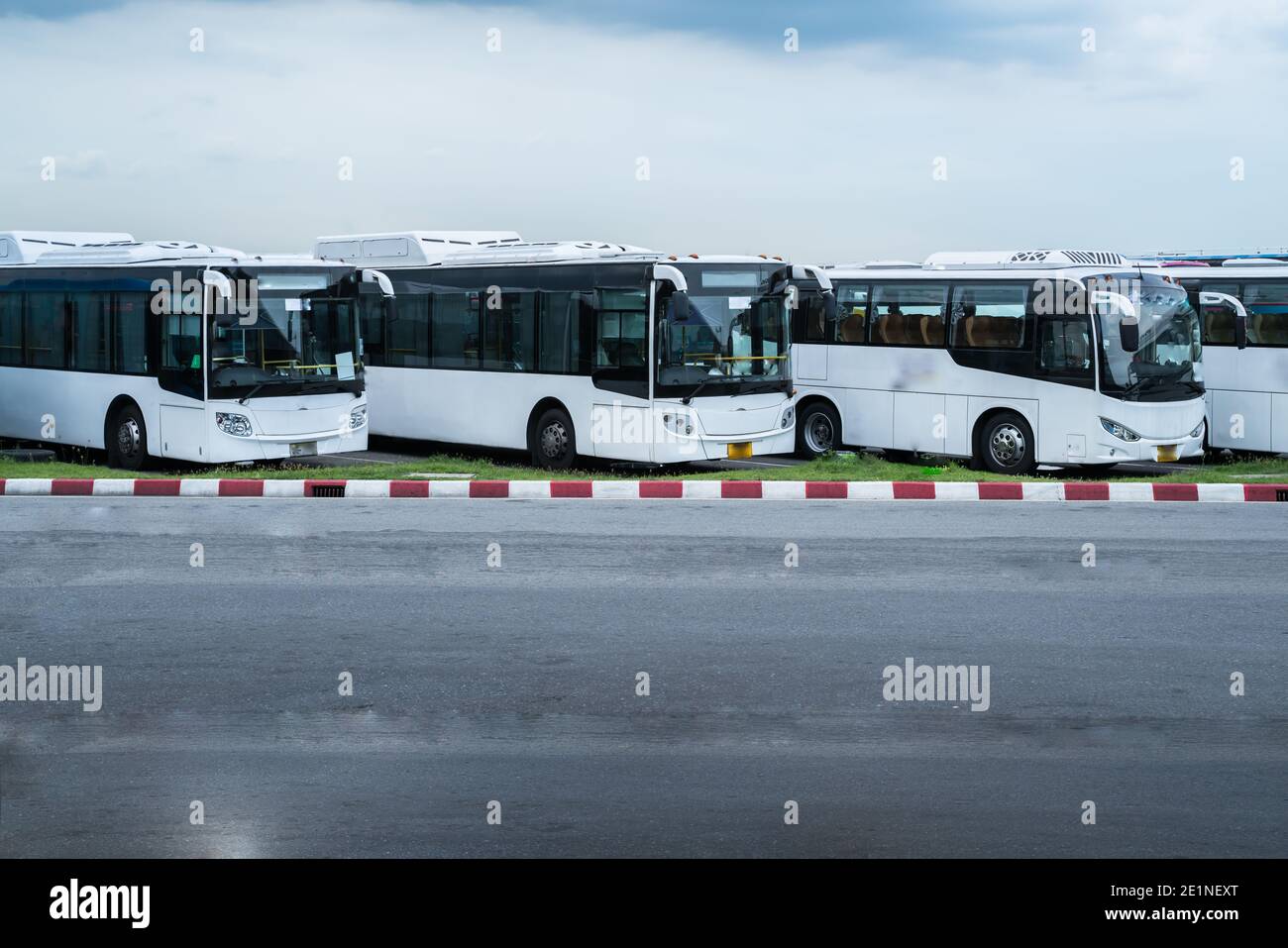 Bus stop at station in terminal Stock Photo - Alamy