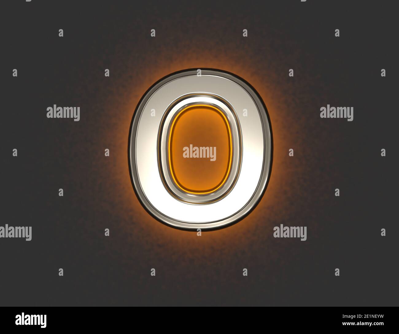 Silver metal alphabet with outline and orange backlight - letter O ...