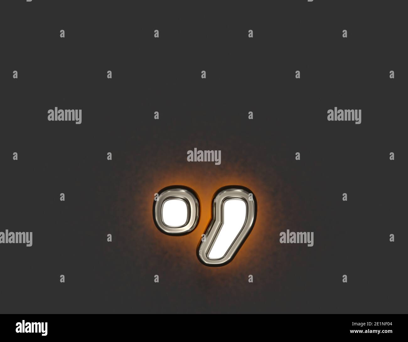 Silver metalline alphabet with outline and orange backlight - period ...