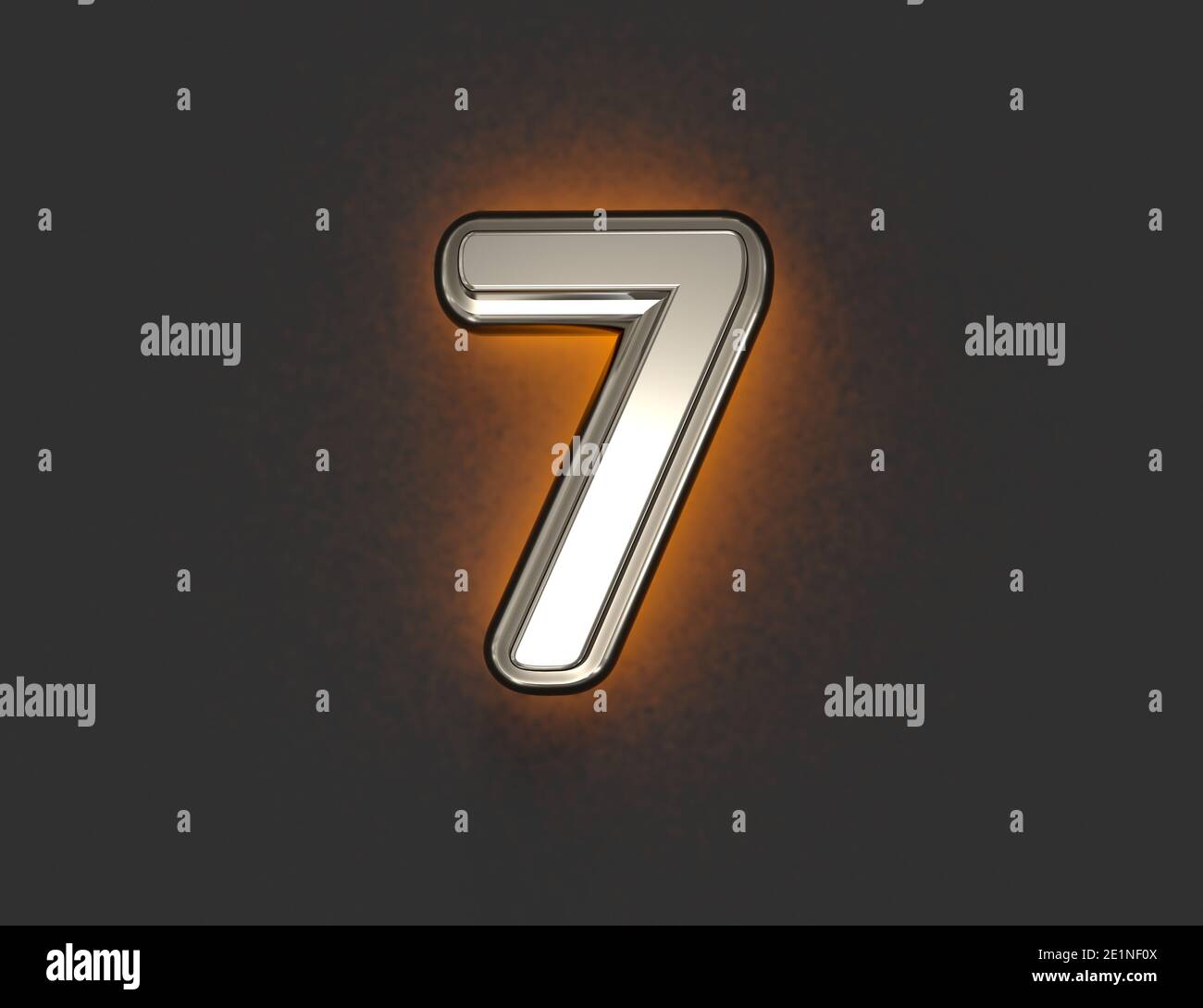 Silver metallic alphabet with outline and yellow noisy backlight ...