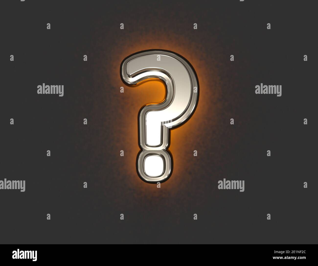 Silver metal font with outline and orange backlight - question mark ...