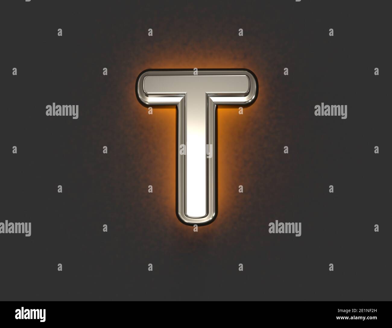 Silver metal alphabet with outline and yellow noisy backlight - letter ...
