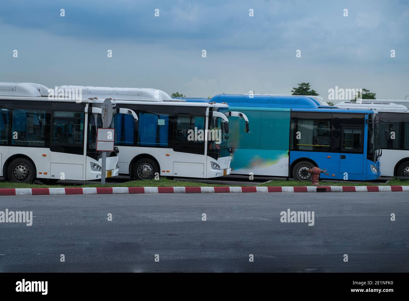 Bus stop at station in terminal Stock Photo - Alamy