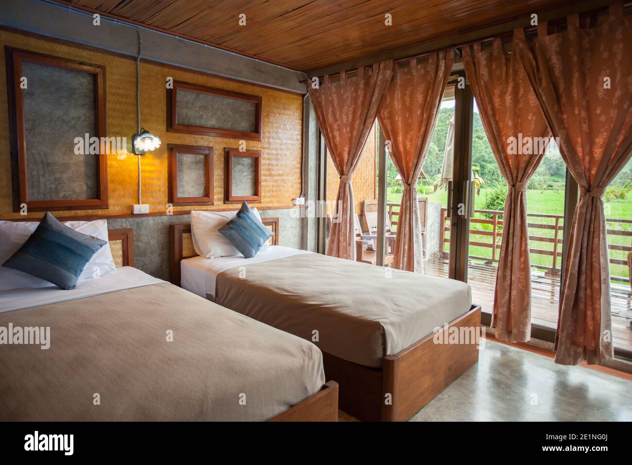 Interior standard room with bed Stock Photo - Alamy