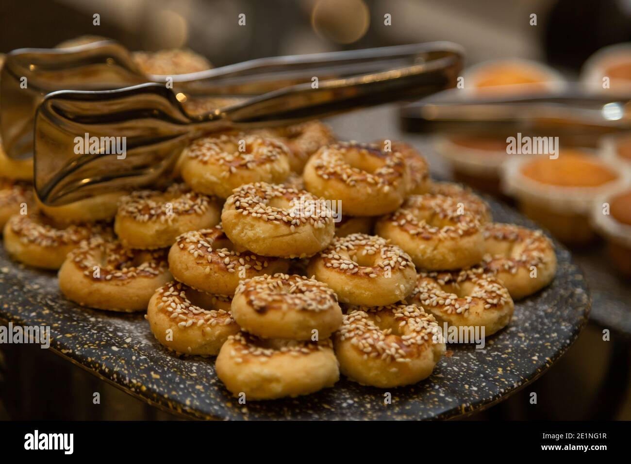 Buffet table with various cookies and biscuits, tarts and cakes Stock ...
