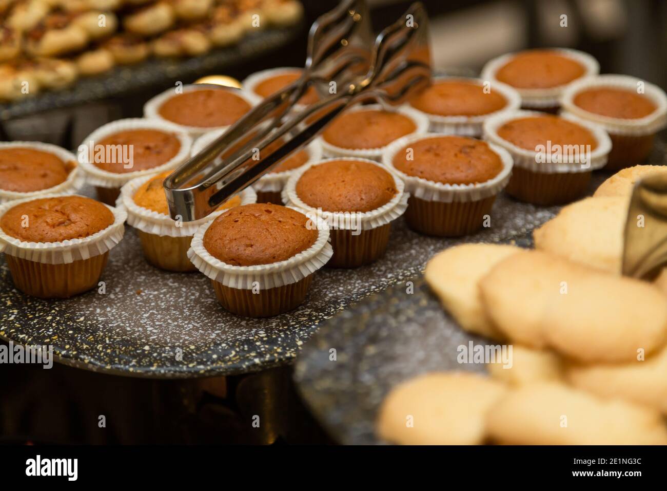 Buffet table with various cookies and biscuits, tarts and cakes Stock ...